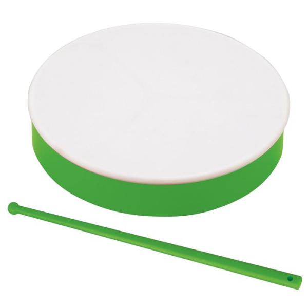 軽くて丈夫なプラ製たいこです。持ちやすいまわりこみ構造になっています。プラ製なので、汗に強い！バチにはヒモが通せる穴付。商品サイズφ205×40mm、バチ：φ10×250mmセット内容本体のみ