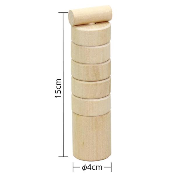 ミニサイズのだるまおとしです。無着色なのでオリジナルのだるまおとしがつくれます。商品サイズφ40×150mm、ハンマー：38×130mmセット内容本体×1、ハンマー×1