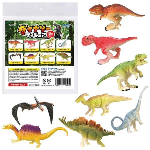 かっこいい恐竜のフィギュア8体セット！商品サイズ約70×70×20mm(恐竜の種類により大きさが異なります。)セット内容恐竜フィギュア×8個