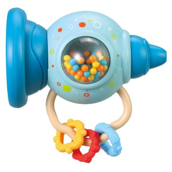 振ってシャカシャカ！吹いてプープー！触っても楽しいトランペット！くすみカラーがかわいいトランペット型のおもちゃ！商品サイズ95×85×62ｍｍセット内容本体×1