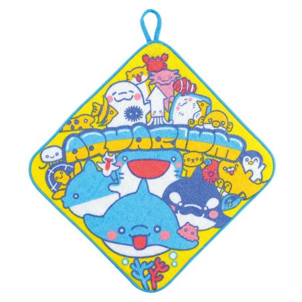 海の生き物柄のかわいいカップ付きタオル商品サイズタオル：200×200ｍｍ、カップ：Φ70ｍｍセット内容本体×1