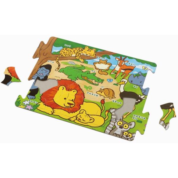 動物大集合のパズルです。別売の難易度の違う2種類のパズルを繋げると大迫力のパズルが完成します。30ピース。商品サイズ386×267×3mmセット内容本体のみ