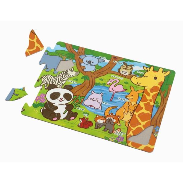 動物大集合のパズルです。別売の難易度の違う2種類のパズルを繋げると大迫力のパズルが完成します。40ピース。商品サイズ365×267×3mmセット内容本体のみ