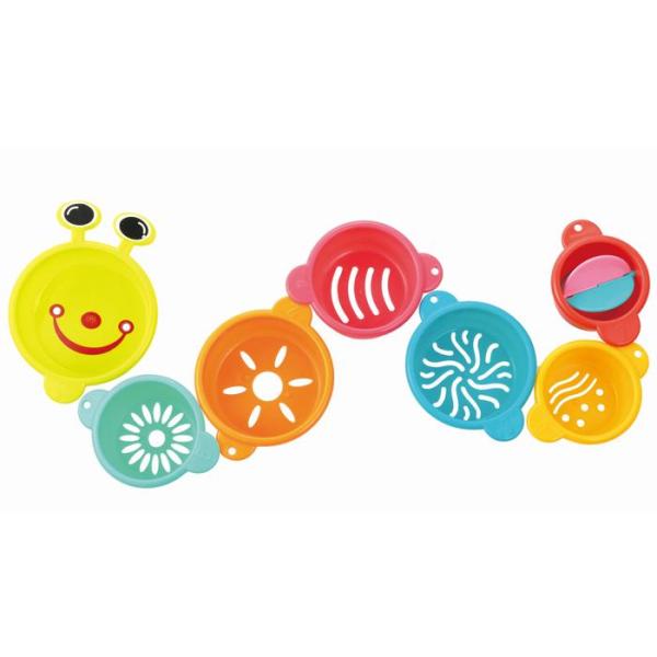 横に並べてつなげることができる、水車付きのシャワーカップです。商品サイズ135×95×80mmセット内容カップ×7