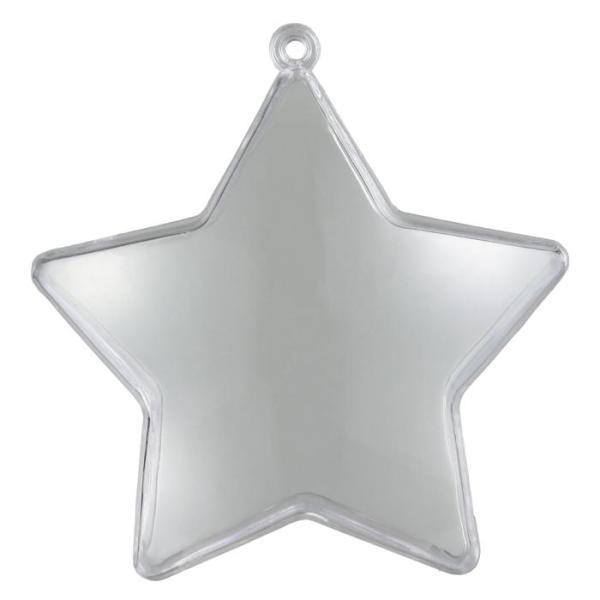 好きなマスコットやビーズ、ぬいぐるみなどを入れて飾ることができる透明カプセルです。かわいい星形です。ホルダー付きなのでチェーンなどを通すとキーホルダーにすることもできます。クリスマスツリーなどの飾り付けにも最適です。商品サイズ：70×75×...