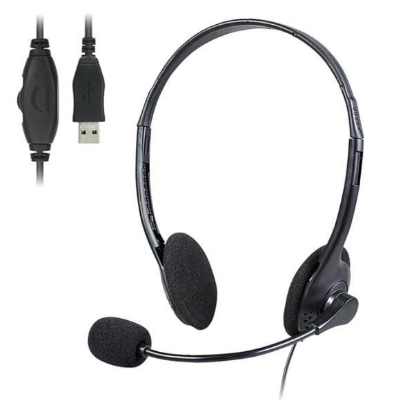 USB接続で誰でも簡単に使えるヘッドセットです。イヤホンジャックがないPCでも使えるUSBタイプで、手元でボリューム調整が可能。柔らかく調整できるマイクブームとヘッドバンド、軽量設計で長時間の使用でも疲れにくく、リモート授業やWeb会議にお...