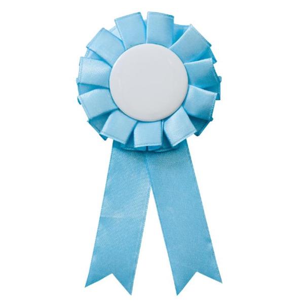 バッジタイプで取り付け簡単なロゼットです。胸元を華やかに飾るので、卒業式、入学式、発表会や結婚式など、さまざまなお祝いのシーンでお使いいただけます。シールを貼ってアレンジも可能です。商品サイズ約φ75×155mm、中心部：約φ44mmセット...