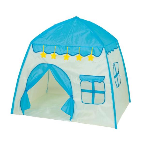 簡単組立の広々としたおうち型テントです。通気性のよいメッシュ窓がついているので安心！片付けに便利な収納袋付き！商品サイズ1300×1000×1300ｍｍ（組立時）セット内容本体、テントポール×2、収納袋
