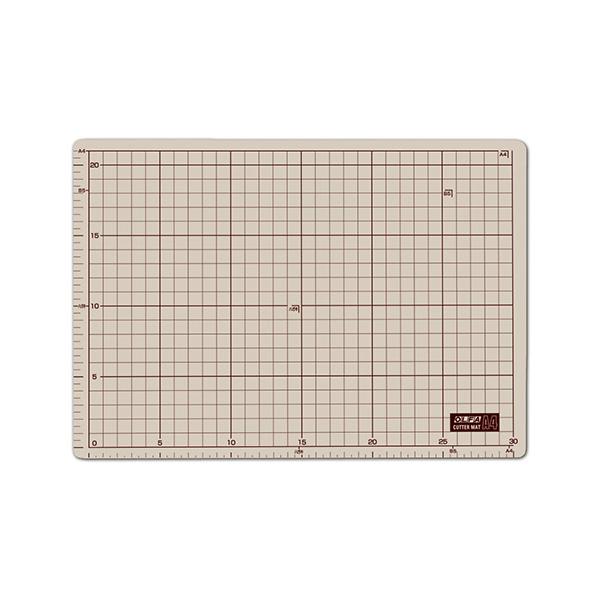 カッターマット　Ａ４●規格：Ａ４判●外寸：縦２２５×横３２０×厚２ｍｍ●方眼罫目盛：表面 ／裏面 ＝１０ｍｍ●材質：再生ポリ塩化ビニール●裏面 も使用可能