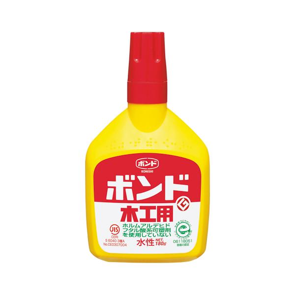 コニシボンド木工用　１８０ｇ　ボトル入り#10132●容量：１８０ｇ●品名：大●用途：木，紙，布，石膏用●成分：酢酸ビニル系●材質：容器＝再生ＰＥ