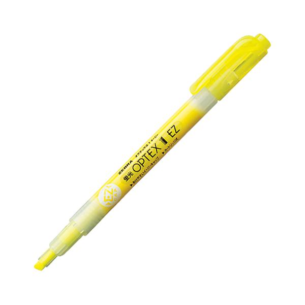 蛍光オプテックス１−ＥＺ　黄 ●線幅：４．０ｍｍ●長：１３５．１ｍｍ●インク種類：水性顔料●材質：再生素材使用