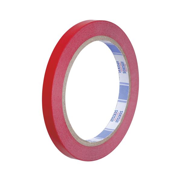 バックシーラーテープＨ型　９Ｘ５０　赤 ●寸法：幅９ｍｍ×長５０ｍ●テープ厚：０．７ｍｍ●材質：ＰＥＴ