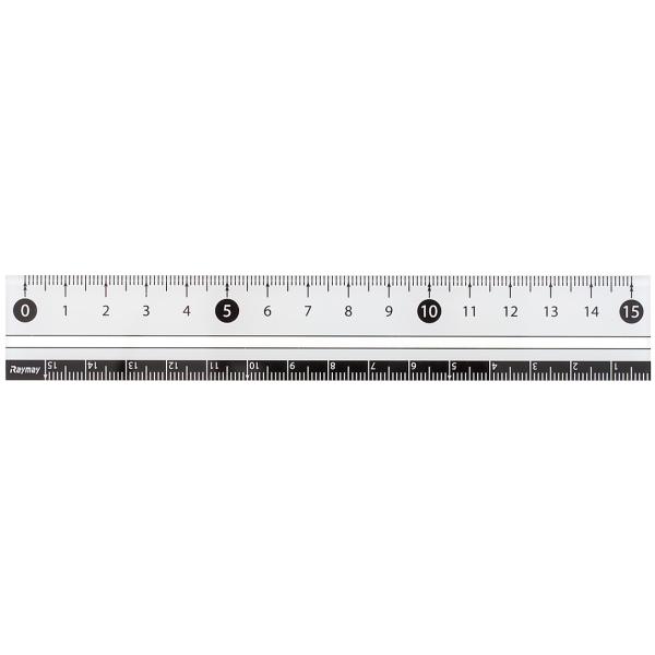 ＲＦ白・黒　直定規　１５センチ　白APJ188W　白と黒のハイコントラストで視認性の良い定規。5cm毎の大きな数字で視認性が良い。矢印付きメモリで線を引くときに読み取りやすい。はしゼロメモリで高さ深さを測ることができます。■目盛り：15cm...