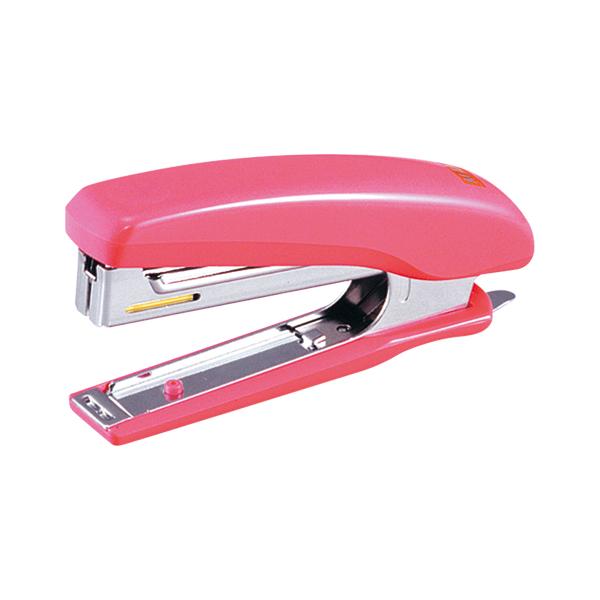 ホッチキス　ＨＤ−１０Ｄ　ピンク ●綴じ枚数：約２０枚●綴じ奥行：最大５８ｍｍ●針装てん数：１００本●専用使用針：Ｎｏ．１０−１Ｍ・１Ｍステンレス・１Ｍカラー・２Ｍ・５Ｍ針●材質：本体プラスチック部＝再生ＡＢＳ●針残量確認窓，リムーバ付