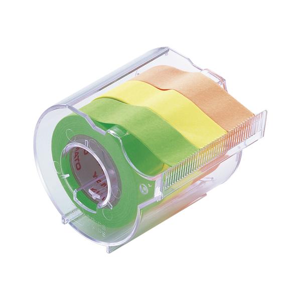 ヤマトメモックロールテープ蛍光カラー１５ｍｍRK-15CH-A●ロールサイズ：幅１５ｍｍ×長１０ｍ●材質：テープ＝蛍光紙，粘着剤＝アクリル系，カッター＝ＰＳ