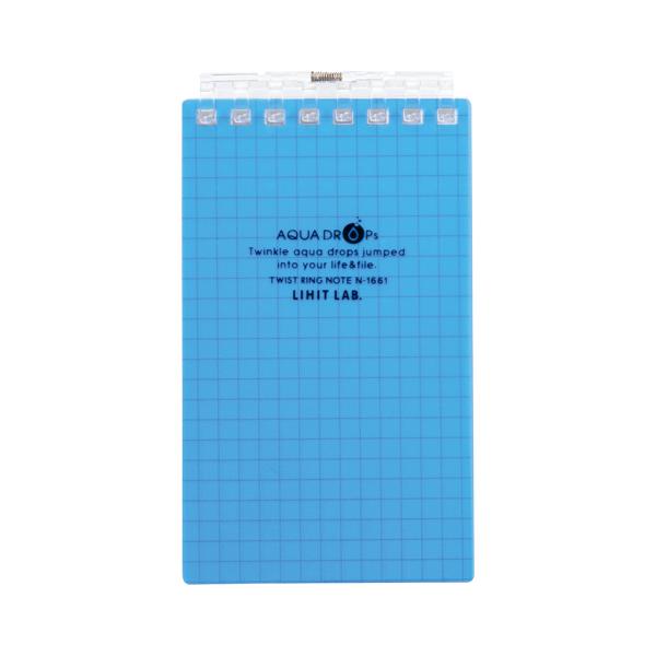 ツイストリング・メモ　Ａ７　青 ●罫種類：５ｍｍ方眼●サイズ：縦１２５×横７２ｍｍ●中紙枚数：４０枚●穴数：８穴●材質：ＰＰ，ＰＣ，上質紙