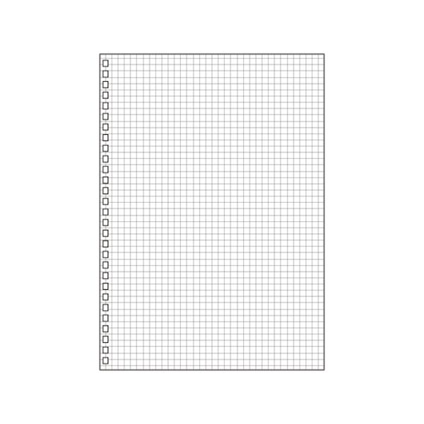 ツイストリングノート　６号リーフ●罫種類：５ｍｍ方眼罫●外寸：縦２５２×横１７９ｍｍ●穴数：２９穴●材質：上質紙