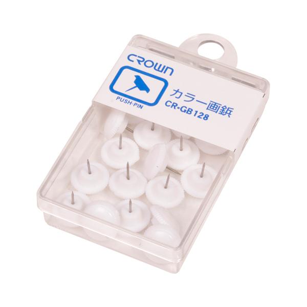 カラー画鋲　２０本　白●針長：７ｍｍ●材質：再生材使用，ステンレス，スチロール