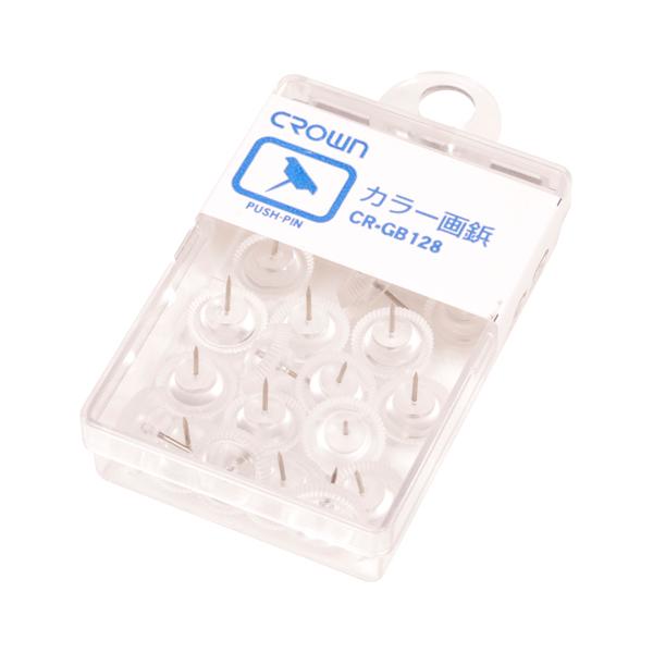 カラー画鋲　２０本　透明●針長：７ｍｍ●材質：再生材使用，ステンレス，スチロール