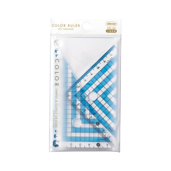 カラー三角定規　ブルー ●規格：１２ｃｍ型●厚：１．５ｍｍ●目盛：最大１１ｃｍ●材質：メタクリル樹脂