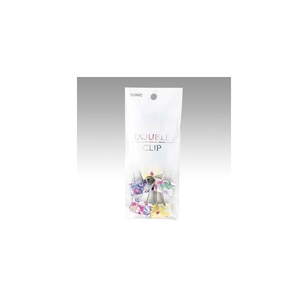 ダブルクリップ　花柄　中　１０個入●規格：中●クリップ幅：２５ｍｍ●綴じ枚数：約１００枚