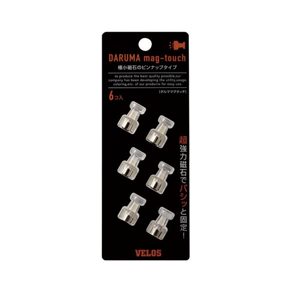 ダルママグタッチ　６Ｐ　クリア●外寸：径１１×高１８ｍｍ●材質：アクリル樹脂，ネオジウム磁石