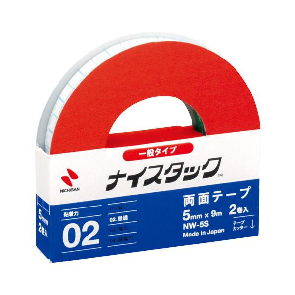 ナイスタック　ＮＷ−５Ｓ●寸法：幅５ｍｍ×長９ｍ●テープ厚：０．０９ｍｍ●用途：紙用●材質：基材＝古紙パルプ４０％再生紙，巻芯＝古紙使用●カッター付