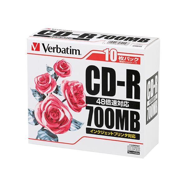 バーベイタムＣＤ−Ｒ（Ｄａｔａ）Ｐ−ＣｙａｎｉｎｅSR80PP10●対応倍速：４８倍速●容量：７００ＭＢ●ケース：５ｍｍスリムケース●レーベル：インクジェットプリンタ対応