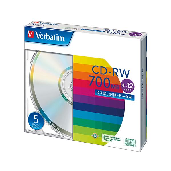 バーベイタムＰＣ　ＤＡＴＡ用　ＣＤ−ＲＷSW80EU5V1●対応倍速：４−１２倍速●容量：７００ＭＢ●ケース：５ｍｍスリムケース●インデックスカード付