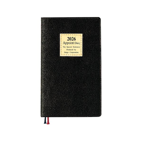 ダイゴー 手帳 2026年 スケジュール帳 アポイント ウィークリー レフト ブラック E1300 2025年 12月始まり ダイアリー商品スペック左半分が1週間のスケジュール、右半分が横罫のメモスペースになっており1週間の予定とメモを見開...