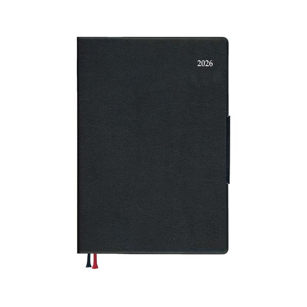 ダイゴー 手帳 2026年 スケジュール帳 アポイント ウィークリー レフト B6 ブラック E8447 2025年 12月始まり ダイアリー商品スペック左半分が1週間のスケジュール、右半分が横罫のメモスペースになっており1週間の予定とメモ...