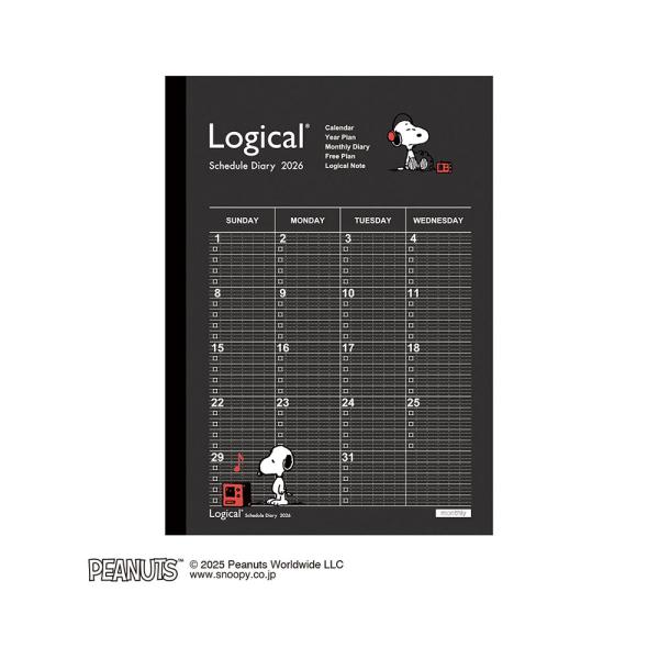 ナカバヤシ 2026年ダイアリー ロジカルダイアリー2026月間ノートタイプP A5ピーナツ1 NS-A502-26PA1 商品スペック裏面も可愛いピーナッツの仲間たちのデザイン！日曜始まり週のはじまりを日曜から意識することで快適な生活習慣...