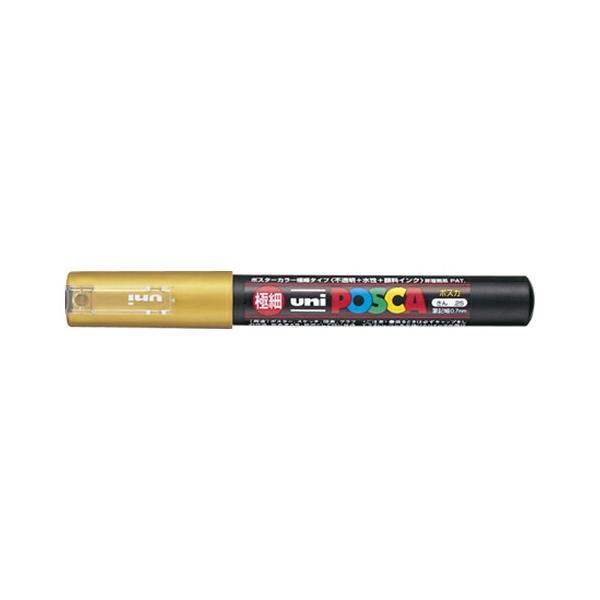ユニ　ポスカ　極細　金 PC-1M.25商品スペック●仕様：長１２２ｍｍ●インク種類：水性顔料※仕様変更で商品画像と異なる場合があります。ご了承ください。