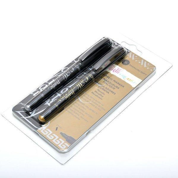 MANUSCRIPT         マニュスクリプト カリグラフィーマーカー　メタリックゴールド＆シルバー 2.4mm                                      マニュスクリプト社のカリグラフィーマーカー（...