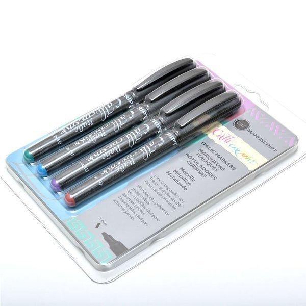 MANUSCRIPT         マニュスクリプト カリグラフィーマーカー　メタリック４色セット 2.4mm                                      マニュスクリプト社のカリグラフィーマーカー（メタリッ...