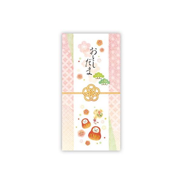 ササガワ タカ印 和風絵柄ポチ袋 札用 7-638 だるまお札を折らずに入れるお年玉用のポチ袋寸法：１７３×８６ミリ入り数：３枚材質：マットコート紙（１０５ｇ/m2）●　季節商品です。品切れの節はご了承ください。