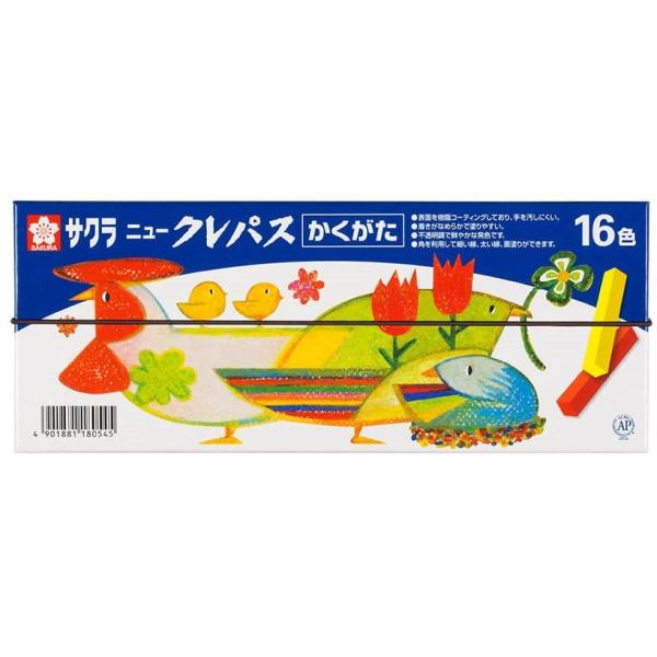 サクラ ニュークレパス かくがた 16色 NEP-16かくがたのパステル さくらニュークレパス かくがた紙巻ではありませんが、樹脂コーテイングされていて、手を汚しにくい角の使い方によって、太い線・細い線・面塗りが自由にできます「つき・のび」...