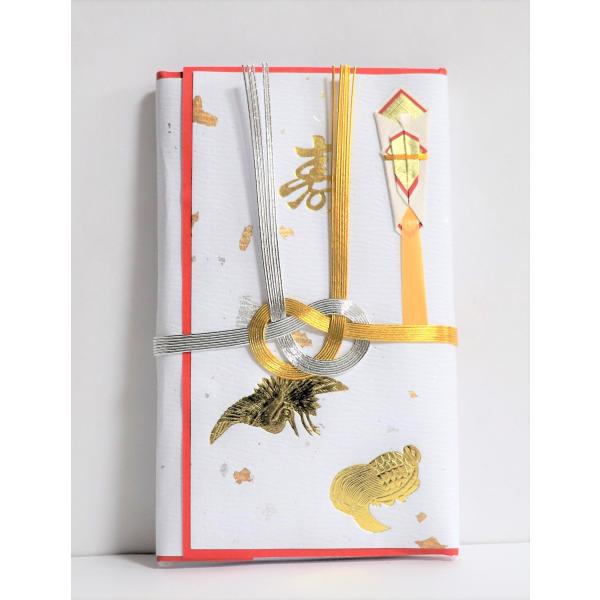 ２冊までメール便（クリックポスト）発送対応品 ３冊以上は宅配便です金銀７本水引飾り金箔押し鶴亀のおため大阪折金封 赤白 ５枚パック１冊を７本の金銀水引で結んだもの結婚のお祝いをいただいた時にお礼・心づけとして渡す昔から、おためは「半紙」や「...