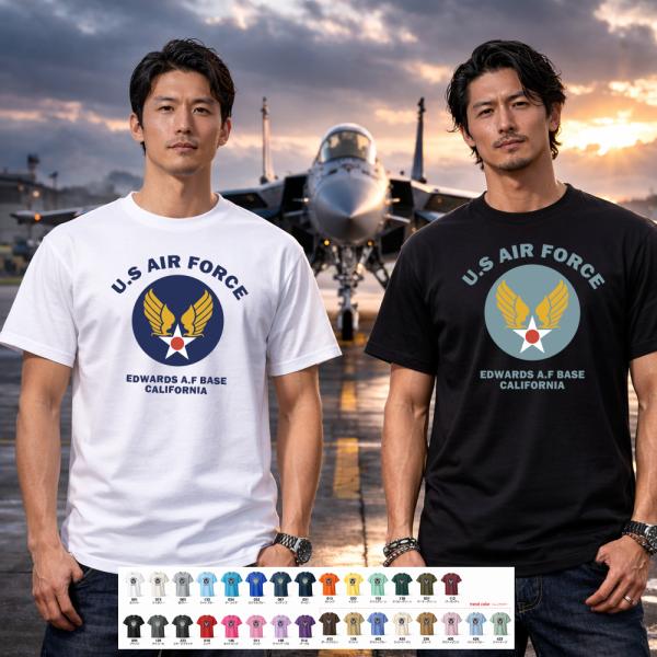 【メール便対応（OK）】U.S AIR FORCE TシャツEDWARDS A.F BASE CALIFORNIA1930年代にルーツを持つ、伝統的ウイング意匠をモチーフに。本デザインは、アメリカ陸軍航空隊時代に採用されたウイングエンブレム...