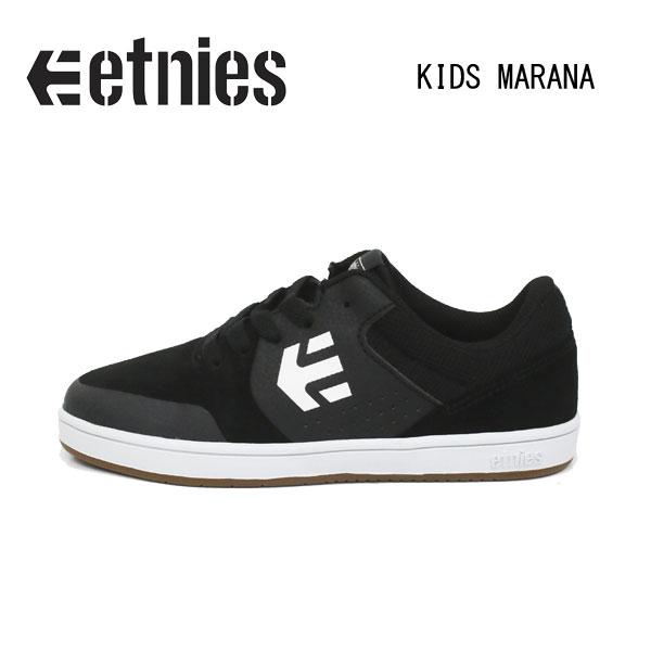 【etnies エトニーズ】アイテム名:KIDS MARANA(キッズマラナ)カラー:BLACK WHITE【商品情報】コアなキッズスケーターに人気のエトニーズ。昨年春にJoslinモデルがなくなってこのMARANAに履き替えるキッズが多く...