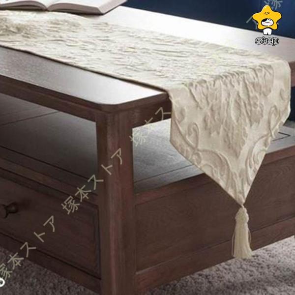 爆買　仕様?サイズ (約cm)▼33*114素材?レーステーブルランナー テーブルフラグ フラワーテーブルランナー 白地ダリア柄 二層テーブルランナー 北欧風 防汚 断熱 滑り止め お手入れ簡単 丸洗い 食卓飾り インテリア 結婚式 パーテ...