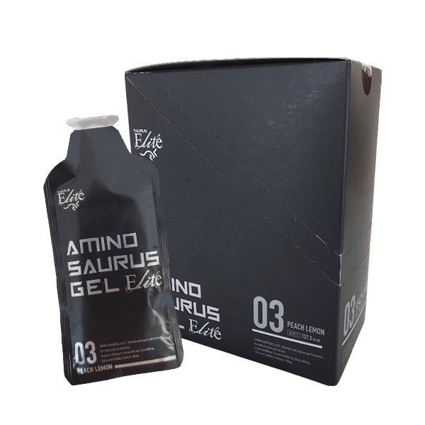 1箱12包入り AMINO SAURUS アミノサウルス ジェル エリート【AMINO SAURUS GEL Elite】(S-9028-10001-12) 〈ピーチレモン味〉 Elite SERIES