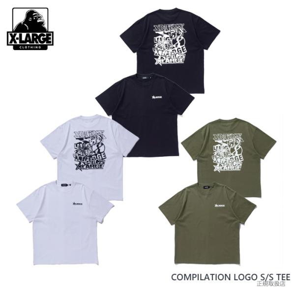 XLARGE エクストララージCOMPILATION LOGO S/S TEE101261011024半袖Tシャツ メンズ グラフィックプリント白 黒 ホワイト ブラック オリーブバックプリント 春 夏 ショートスリーブティーストリート カ...