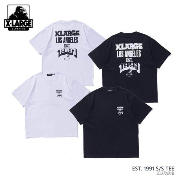 XLARGE エクストララージEST.1991 S/S TEE101262011002半袖Tシャツ メンズ グラフィックプリント白 黒 ホワイト ブラック バックプリント 春 夏 ショートスリーブティーストリート カジュアル ブランド