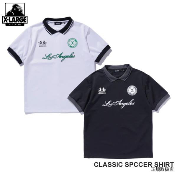 XLARGE エクストララージCLASSIC SOCCER SHIRT101262013005半袖 メンズ サッカーシャツ白 ホワイト 黒 ブラック ロゴ プリント 春 夏 ショートスリーブティーストリート カジュアル ブランド
