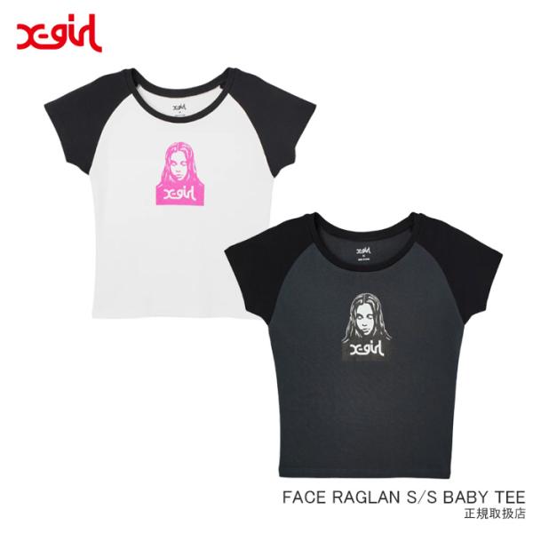 XGIRL エックスガール トップス半袖Tシャツ ラグランデザイン白 チャコール 春 夏 秋 大人 レディースストリート カジュアル ブランド