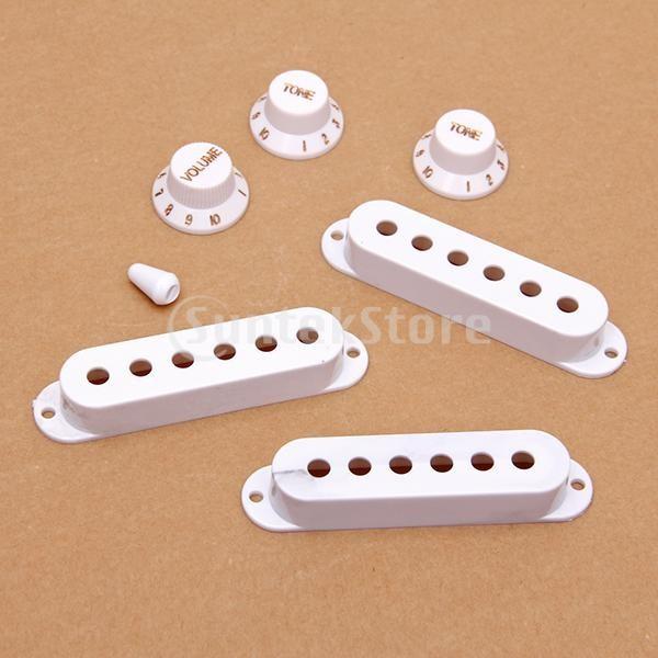 これはギターアクセサリーセットで.3個のピックアップカバー.1個のボリュームと2個のノブ.1個のスイッチチップが含まれています. ABSプラスチック素材で作られています.カバーは48.50.52mm間隔で.エレキギターに適合します.素晴らし...