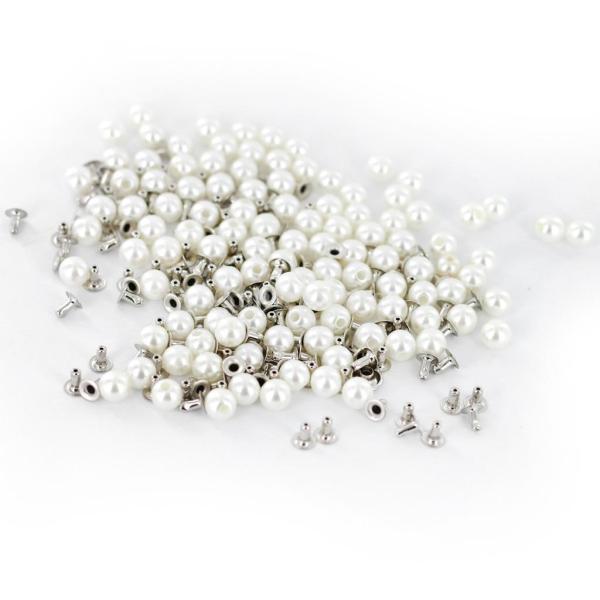 説明: ラウンドパールとクールなリベット.完璧なクラフトアクセサリーDIYバッグ.革のブレスレット.服.靴などの装飾に適していますパールサイズ:約. 6mmリベットの長さ:約. 6mm素材:アクリル.鉄色:銀色とパッケージに含まれるもの: ...