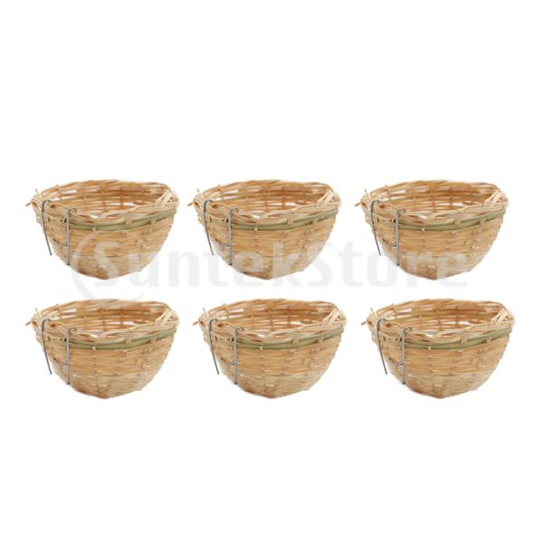 説明:環境に優しく.丈夫で耐久性のある手織りの竹のカナリーの巣.金属製のフックで設計されており.鳥かごの側面に簡単に置くことができ.楽しいものを追加します.羽の生えた素敵な人が休憩.求愛.繁殖などするための安全な生息地を提供する家.庭.バー...