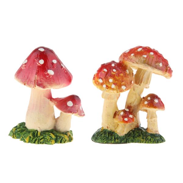 説明:屋外の屋内家の庭の庭の装飾のための2ピース鮮やかなミニキノコ置物のセットドールハウスのDIYアクセサリーに最適あなたの庭/家/机/カウンター/バー装飾品に付加価値を追加するのに最適です.パーフェクトスタチューローンオーナメント素材:樹...